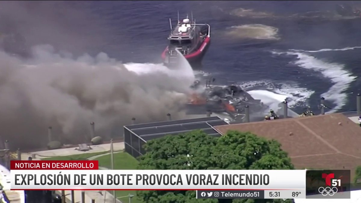 Sofocan incendio tras explosión de un bote en Dania Beach – Telemundo ...