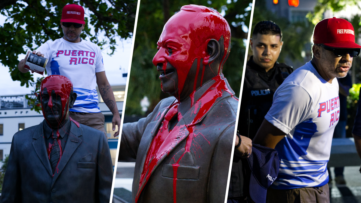 Lanzan pintura sobre estatuas de presidentes en Puerto Rico – Telemundo ...